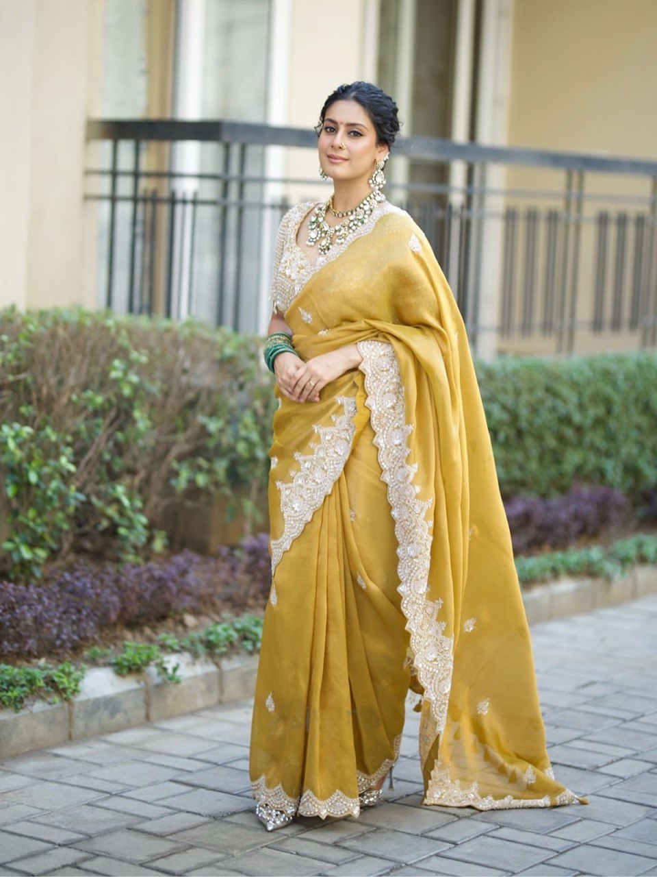 DESIGNER LOOK MUSTARD YELLOW COLOR SAREE WITH BLOUSE – Cholicart